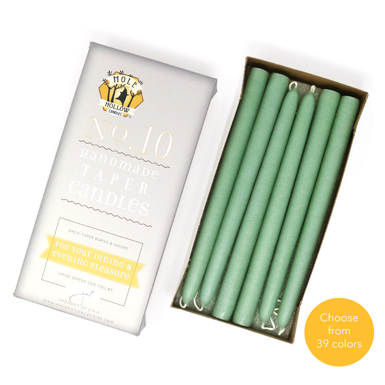 Dripless Taper Candles – Hand Dipped Tapers – Mole Hollow Candles