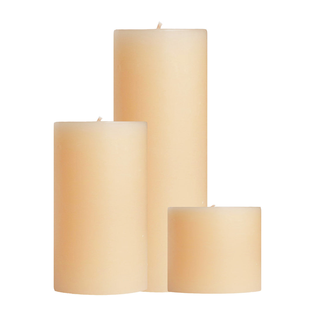 Unscented Pillar Candles + Pillar Candles Scented - Mole Hollow Candles