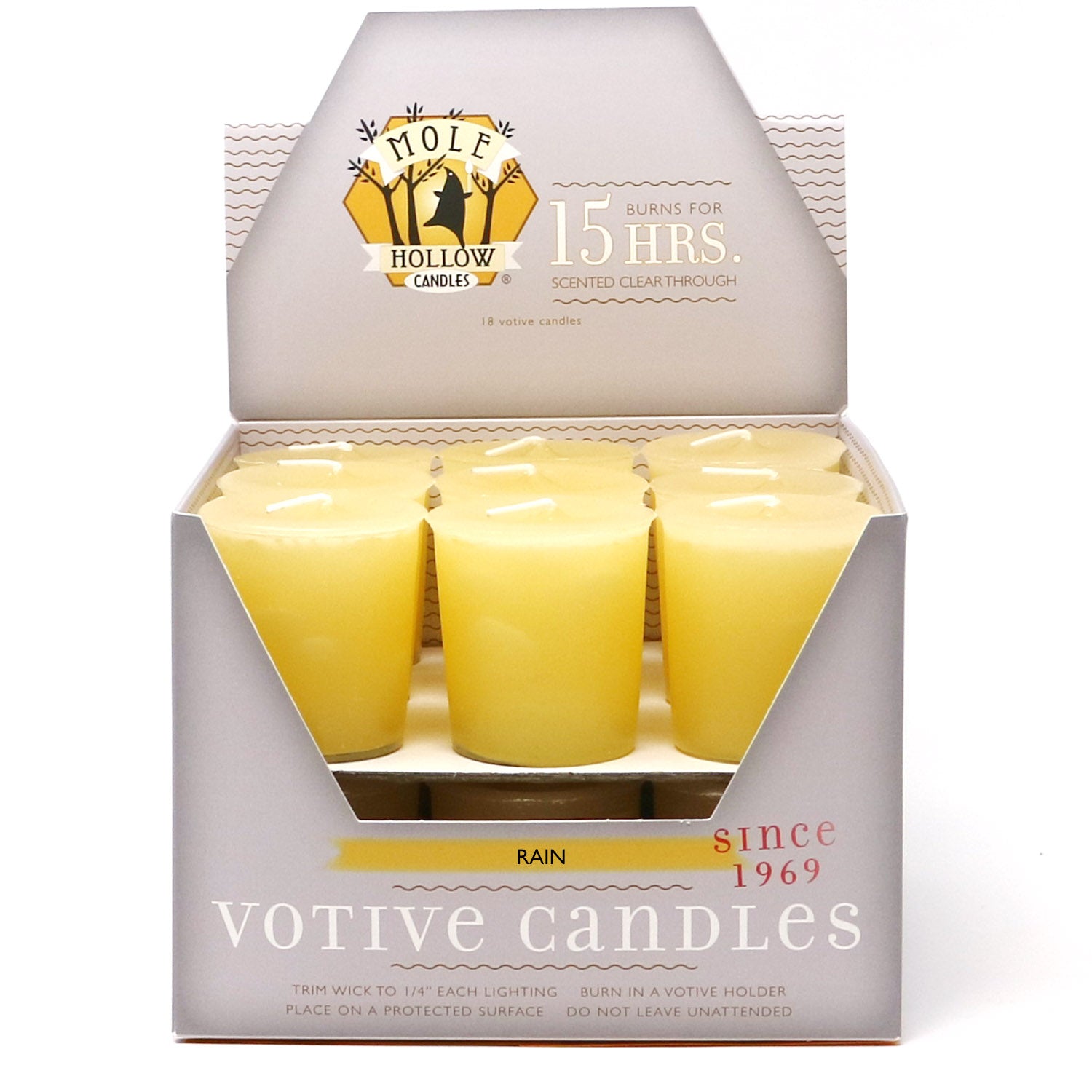 Rain Votive Candles - Rain Candles - Mole Hollow Candles